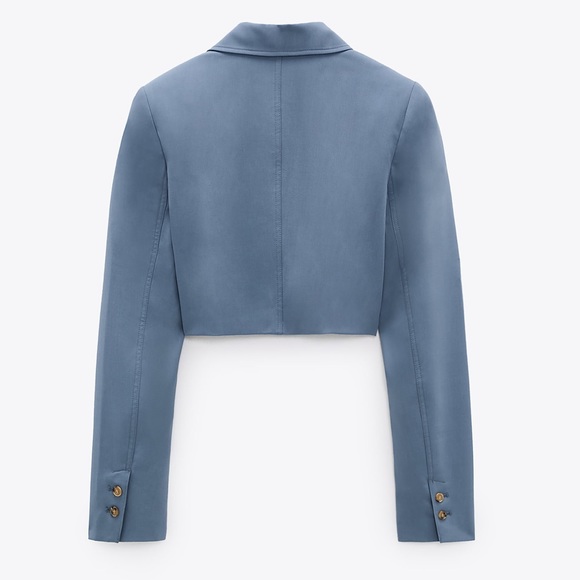 Zara Jackets And Coats Nwt Zara 2 Piece Topstitched Blazer Skirt Blue